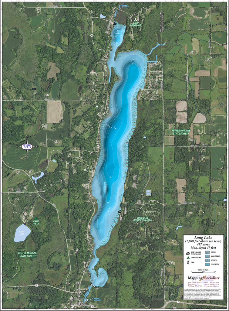 Long Lake (Fond du Lac Co.) Enhanced Wall Map