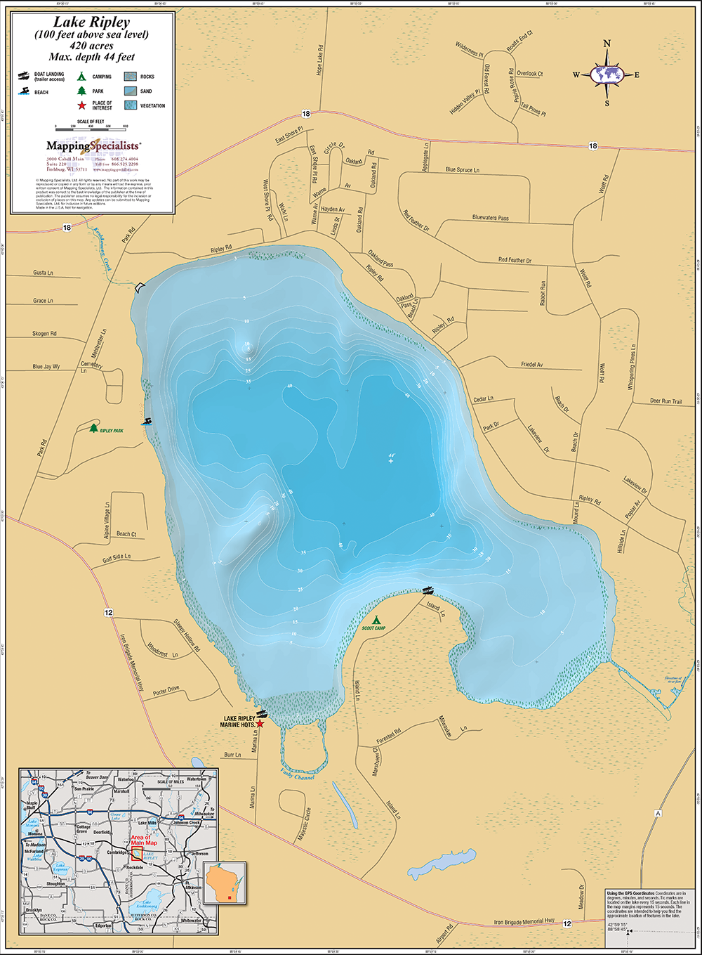 Lake Ripley Wall Map