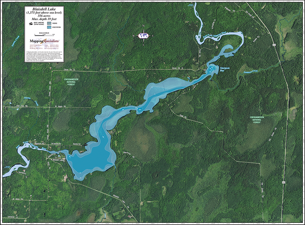 Blaisdell Lake Enhanced Wall Map