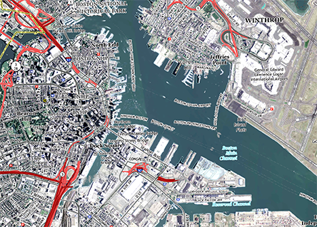 Boston Topo Map with Aerial Photography