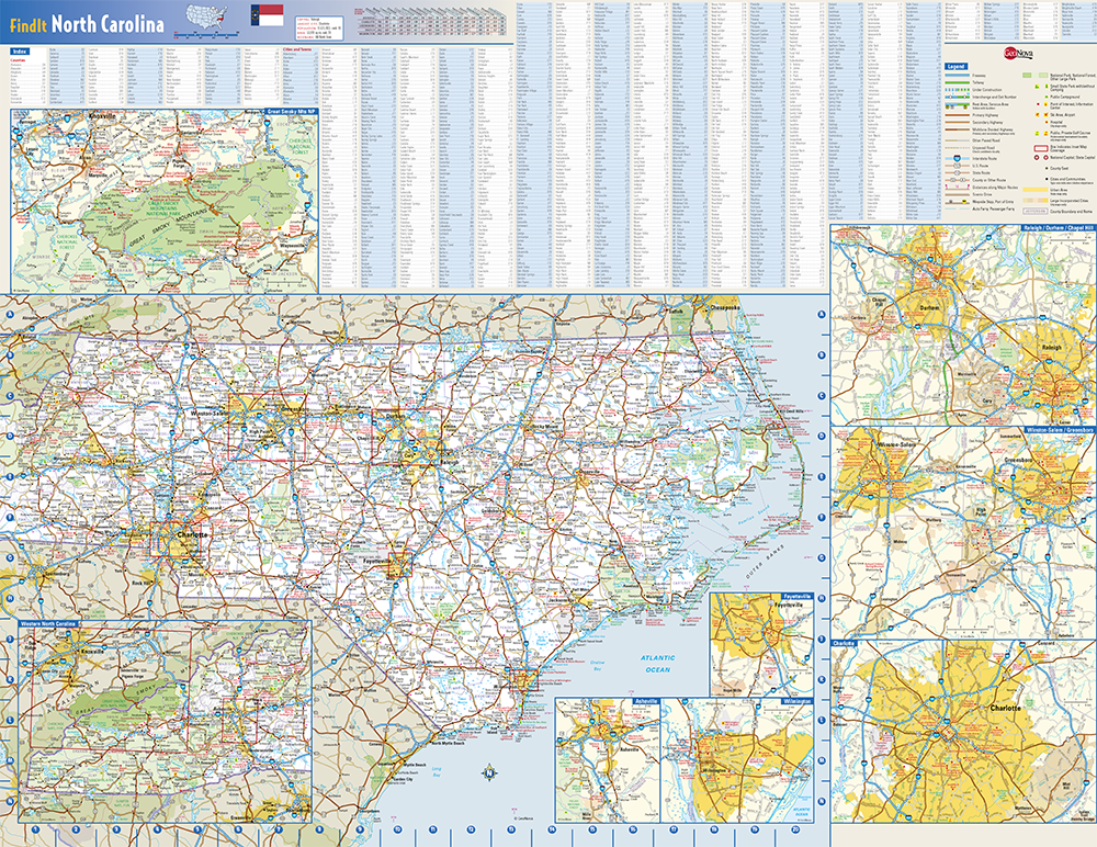 North Carolina State Wall Map by Globe Turner