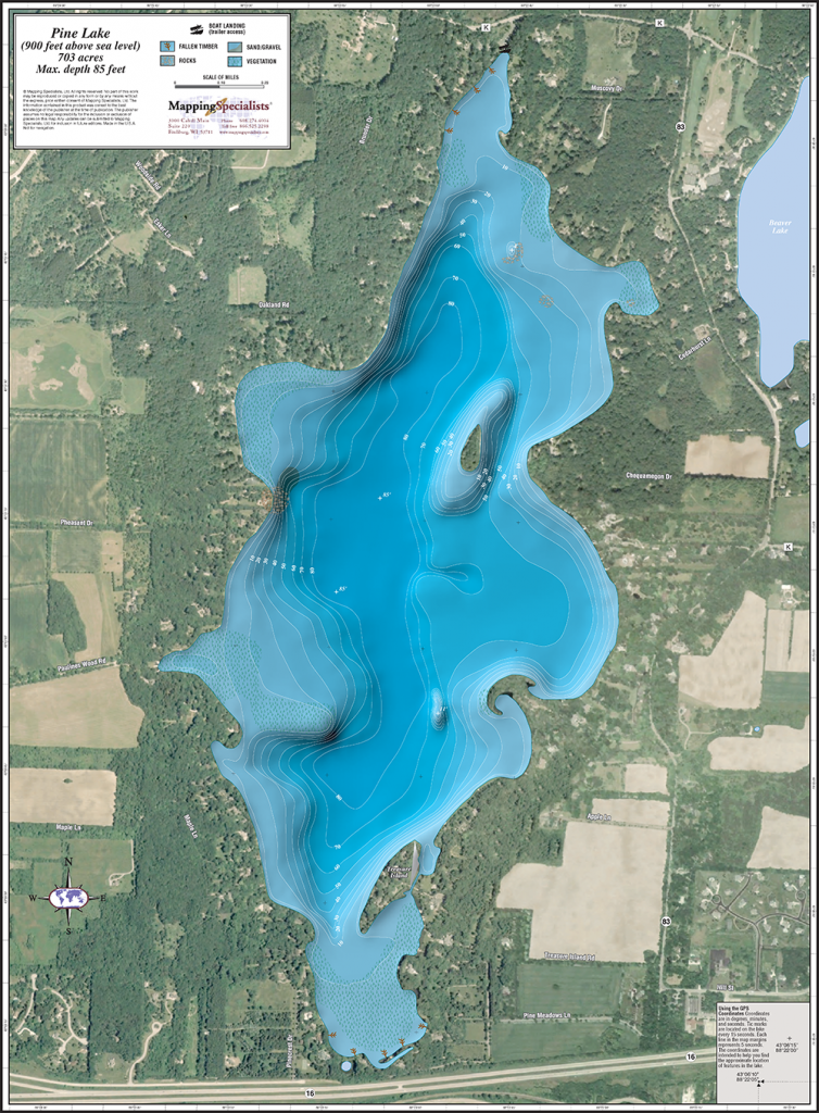 Pine Lake Enhanced Wall Map