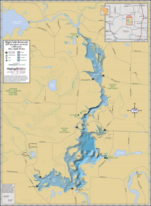 High Falls Reservoir Wall Map