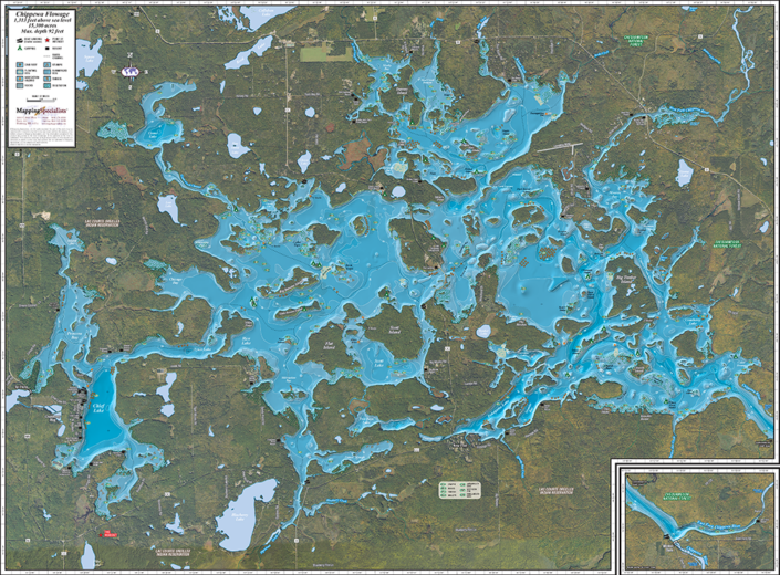 Chippewa Flowage Enhanced Wall Map - Mapping Specialists Limited