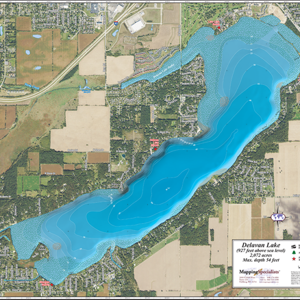Delavan Lake Wall Map - Mapping Specialists Limited