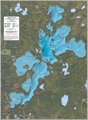 Spider Lake (Sawyer Co.) Enhanced Wall Map - Mapping Specialists Limited