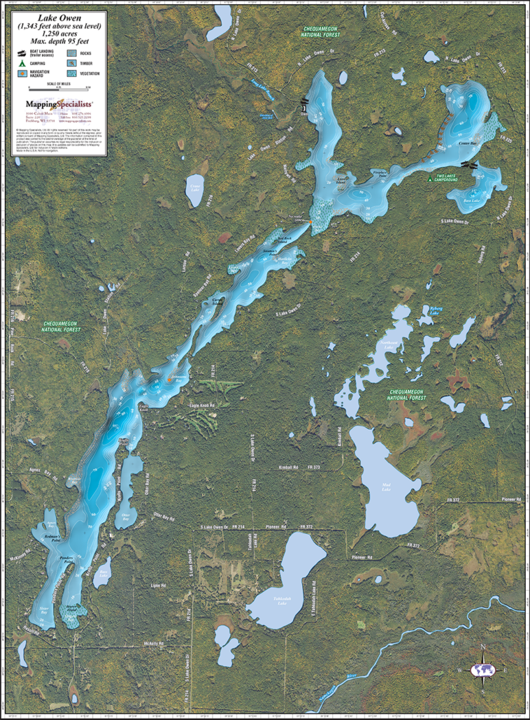 Lake Owen Enhanced Wall Map - Mapping Specialists Limited