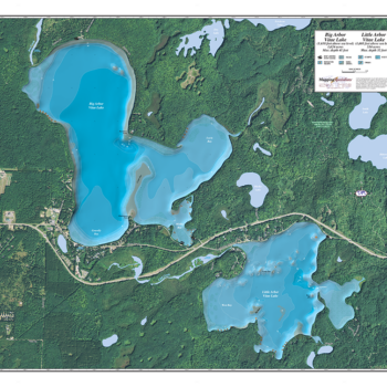 Big & Little Arbor Vitae Lakes Wall Map - Mapping Specialists Limited