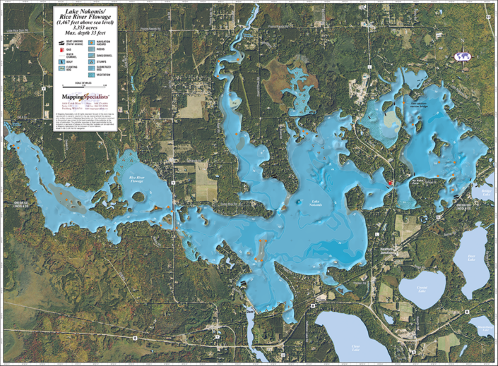 Lake Nokomis Enhanced Wall Map - Mapping Specialists Limited