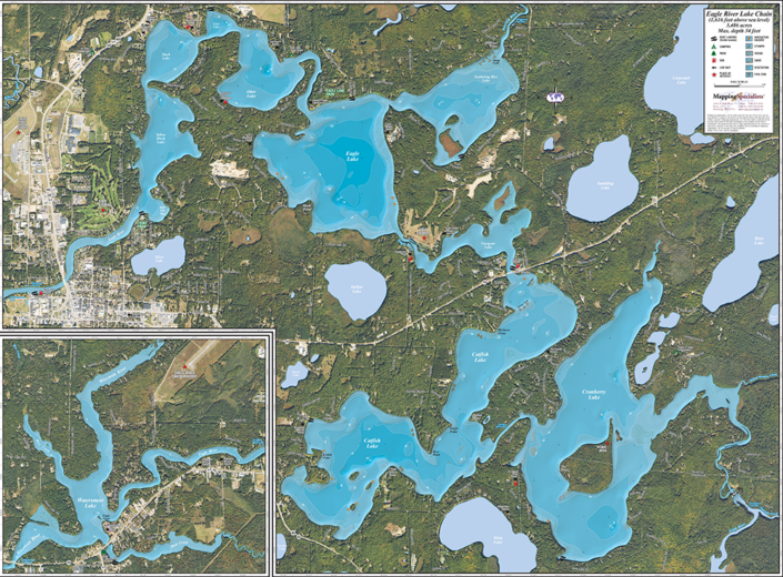 Eagle River Chain Enhanced Wall Map - Mapping Specialists Limited