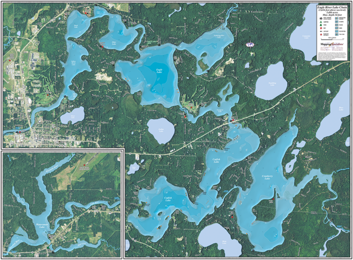 Eagle River Chain Enhanced Wall Map - Mapping Specialists Limited