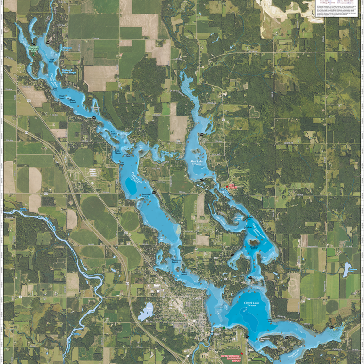 Chetek Chain Wall Map - Mapping Specialists Limited