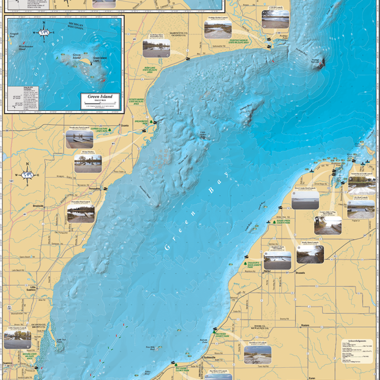 Shawano Lake Wall Map - Mapping Specialists Limited