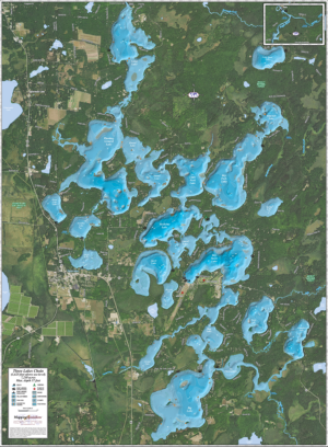 Three Lakes Chain Enhanced Wall Map - Mapping Specialists Limited