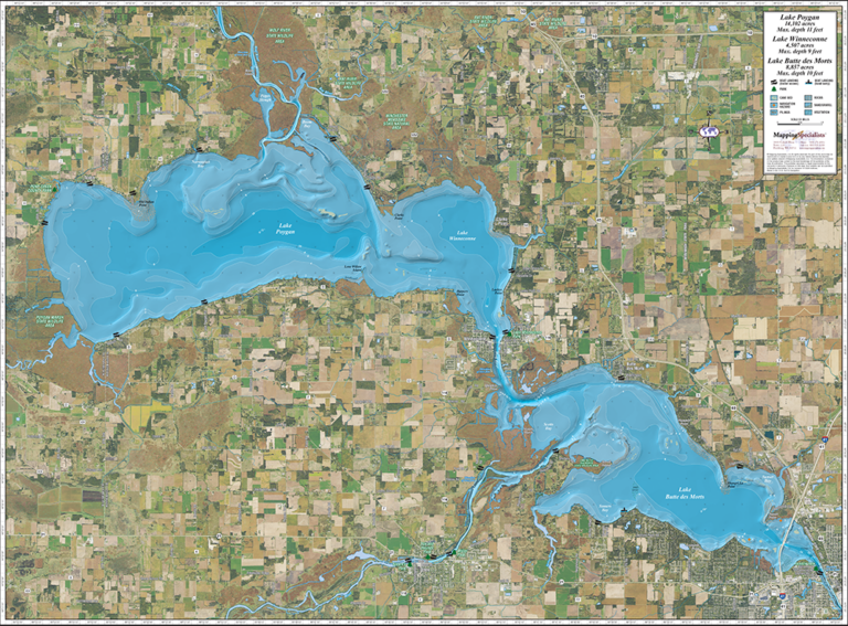 Lake Poygan & Lake Winneconne & Lake Butte des Morts Enhanced Wall Map ...
