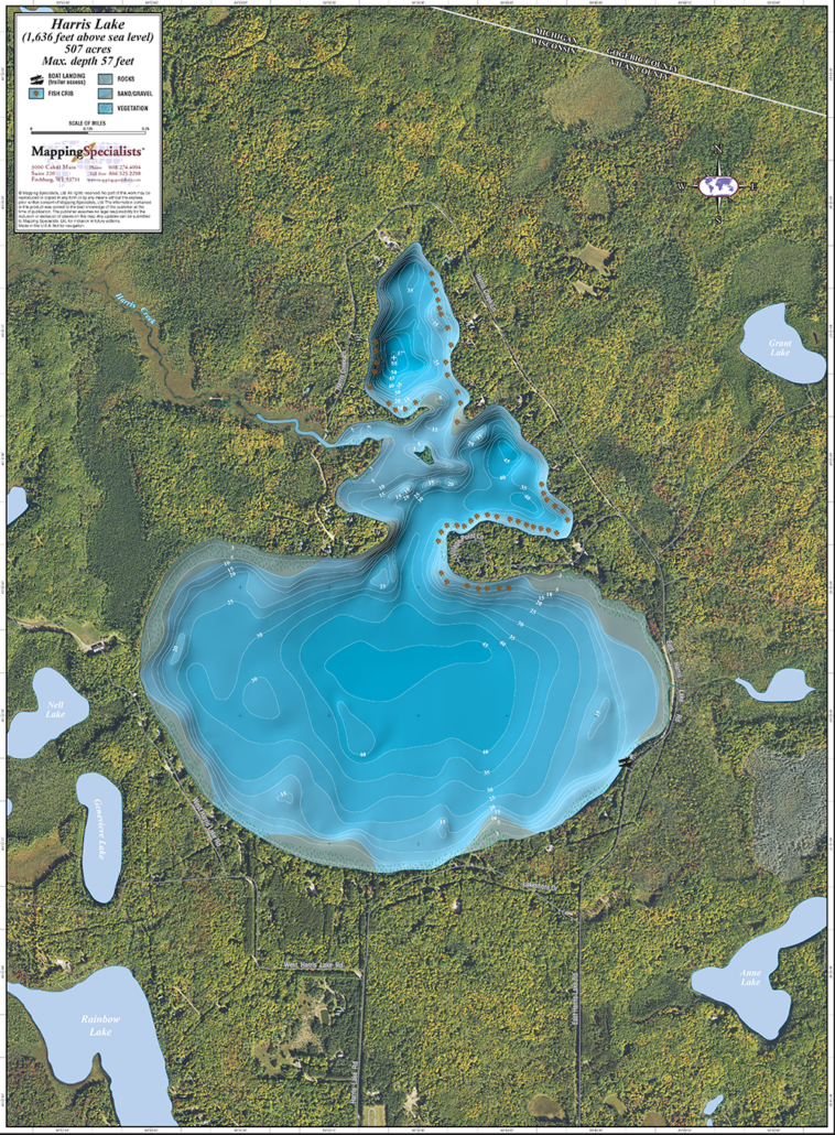 Harris Lake Enhanced Wall Map - Mapping Specialists Limited