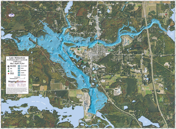 Lake Mohawksin Enhanced Wall Map - Mapping Specialists Limited