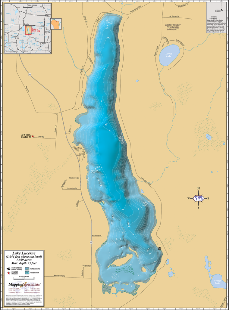 Armour Lake Enhanced Wall Map - Mapping Specialists Limited