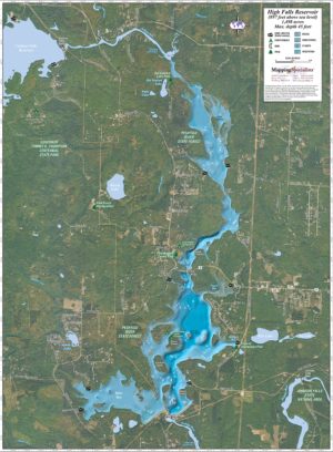 High Falls Reservoir Enhanced Wall Map - Mapping Specialists Limited