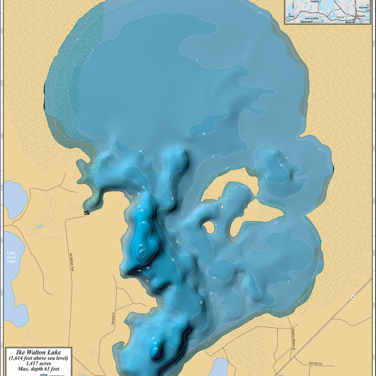 Ike Walton Lake Enhanced Wall Map - Mapping Specialists Limited