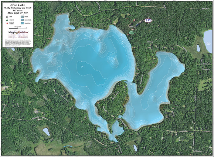 Blue Lake Enhanced Wall Map - Mapping Specialists Limited