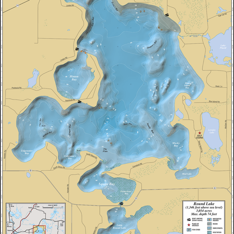 Spider Lake (Sawyer Co.) Wall Map - Mapping Specialists Limited