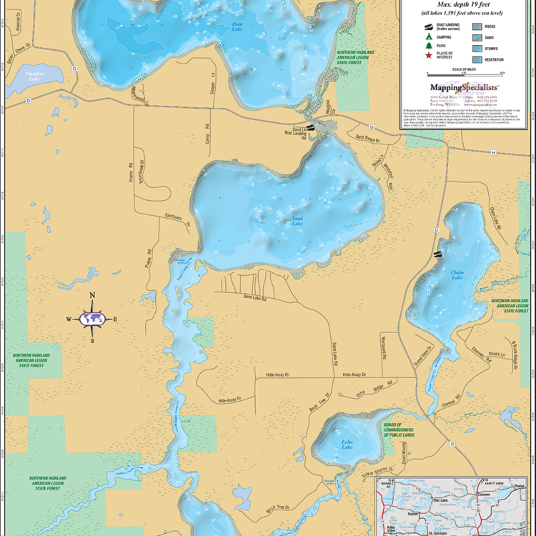 Sugar Camp Chain Fold Map - Mapping Specialists Limited