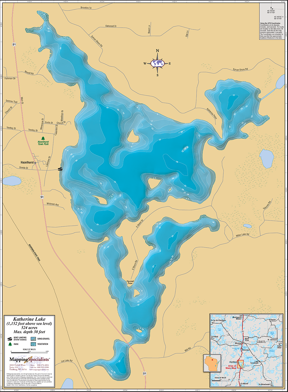 Katherine Lake Wall Map - Mapping Specialists Limited