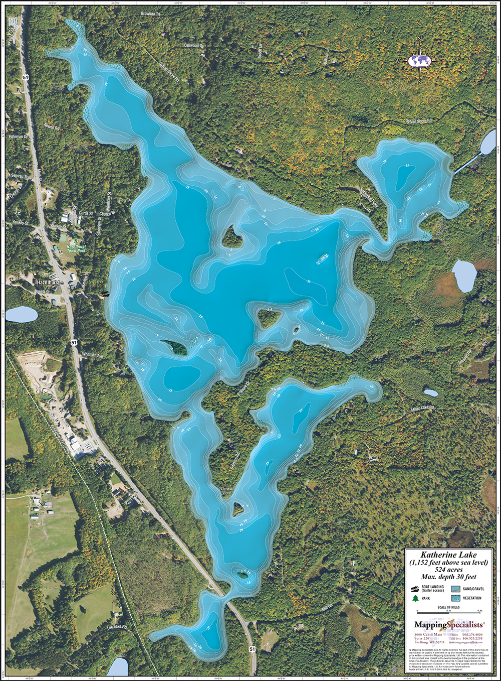 Katherine Lake Enhanced Wall Map - Mapping Specialists Limited