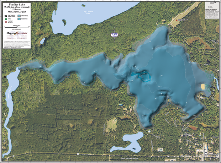 Boulder Lake Enhanced Wall Map - Mapping Specialists Limited