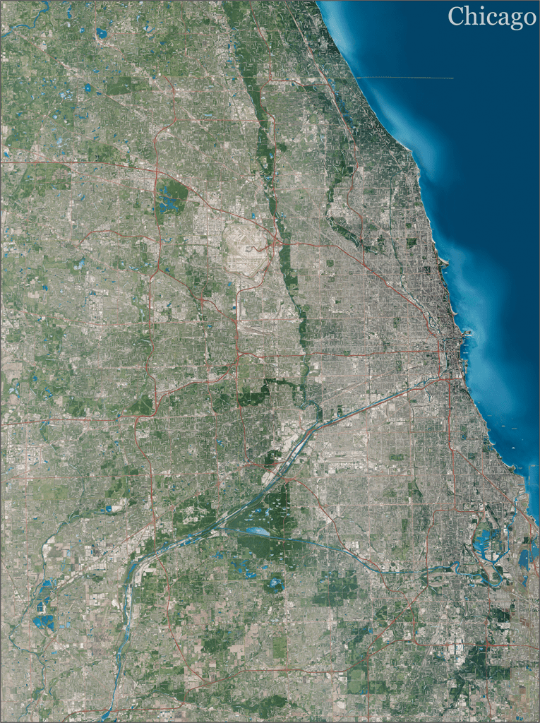 Chicago Topo Map with Aerial Photography - Mapping Specialists Limited