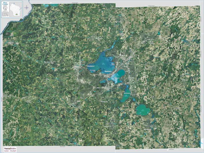 Dane County Topo Map with Aerial Photography - Mapping Specialists Limited