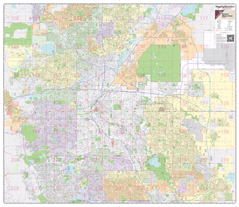 Denver Metro Area Wall Map - Mapping Specialists Limited