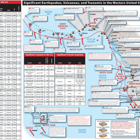Map of Earthquakes in the United States - Mapping Specialists Limited