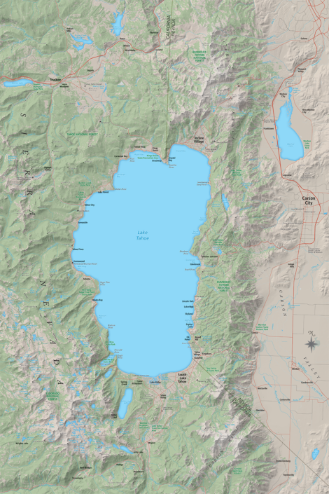 Lake Tahoe Wall Map - Mapping Specialists Limited