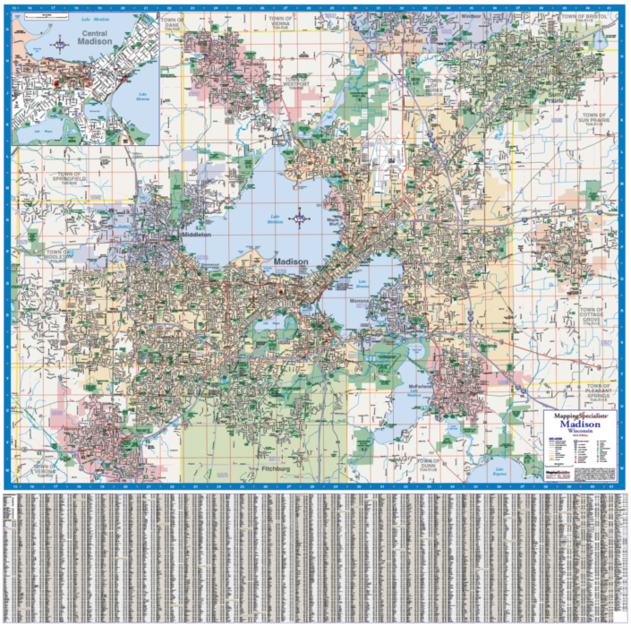 Madison Wall Map - Mapping Specialists Limited