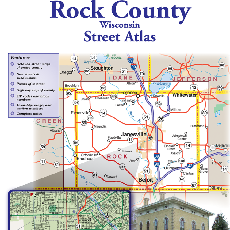 Rock County Wall Map - Mapping Specialists Limited