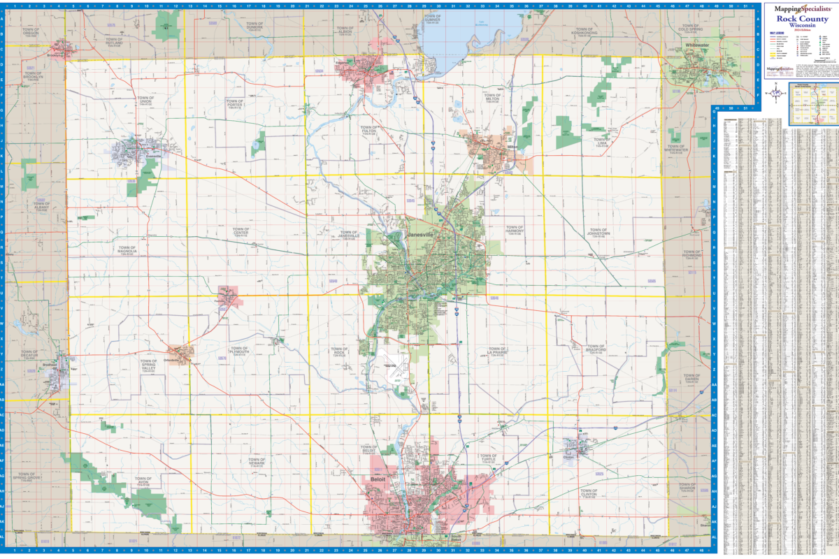 Sauk County Wall Map - Mapping Specialists Limited