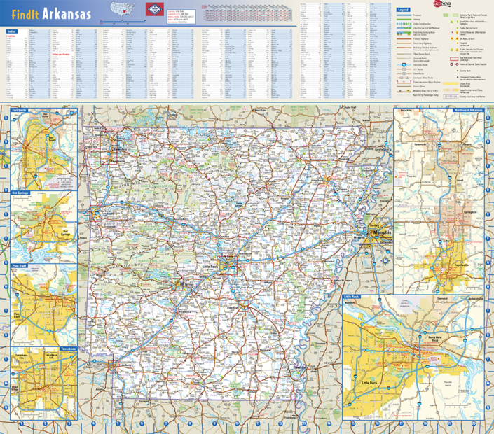 Arkansas State Wall Map by Globe Turner - Mapping Specialists Limited