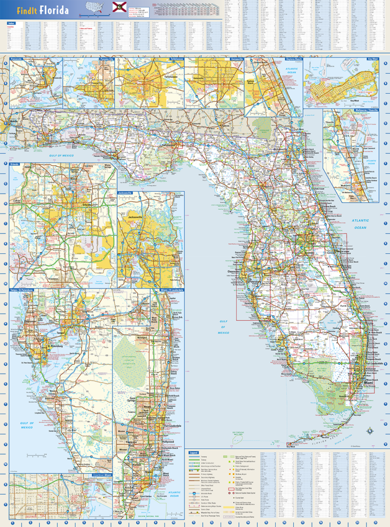 Florida State Wall Map by Globe Turner - Mapping Specialists Limited