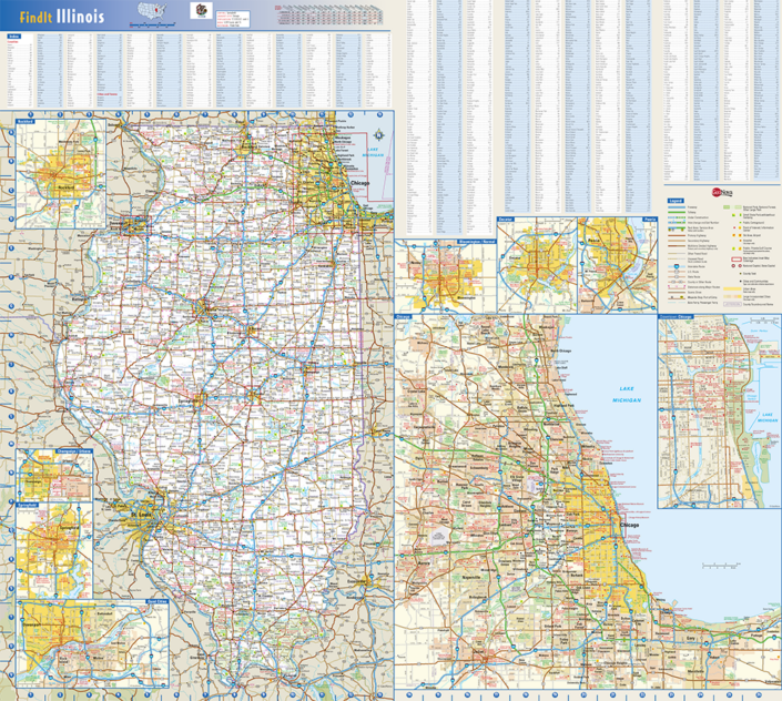 Illinois State Wall Map by Globe Turner - Mapping Specialists Limited