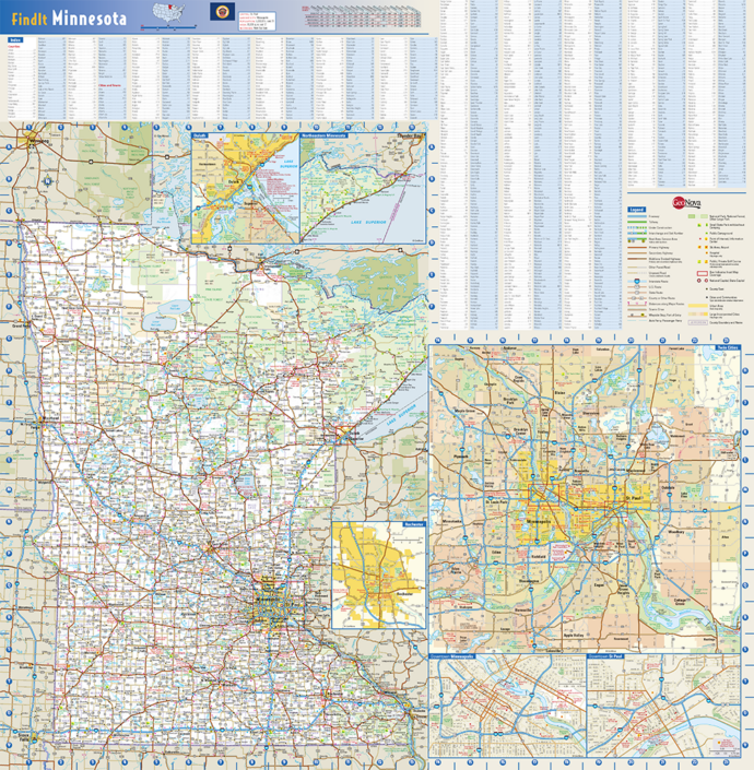 Minnesota State Wall Map by Globe Turner - Mapping Specialists Limited
