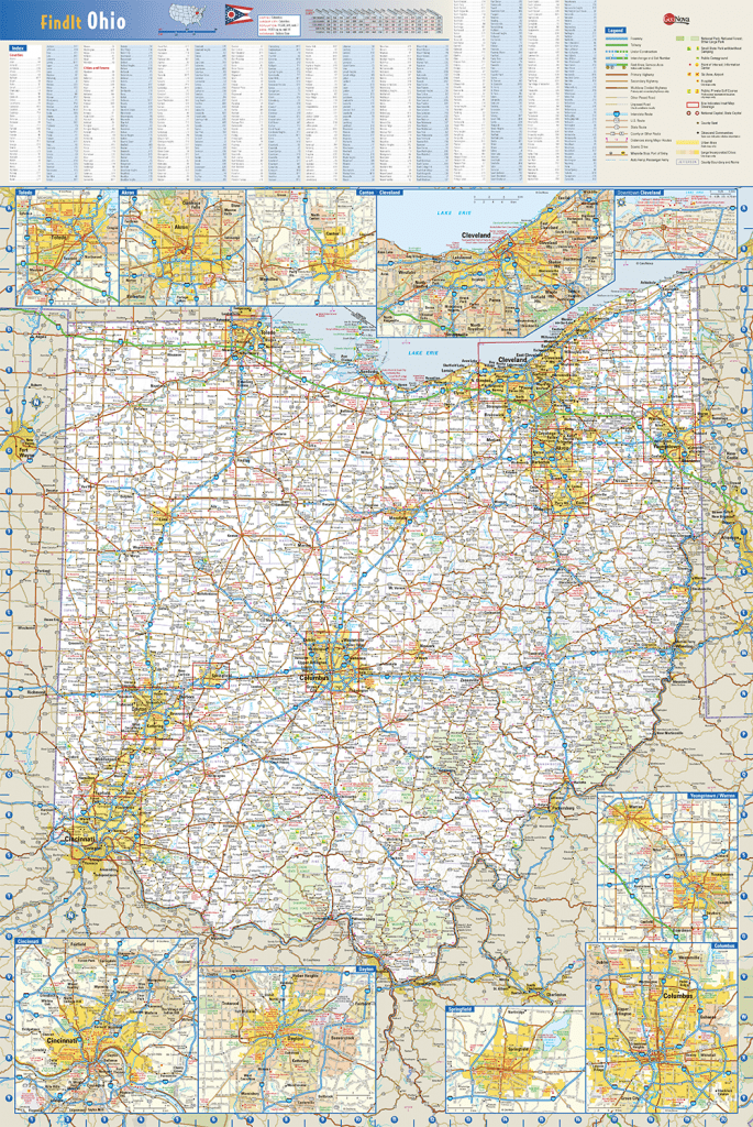 Ohio State Wall Map by Globe Turner - Mapping Specialists Limited