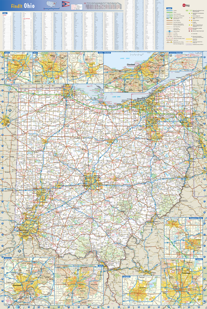 Ohio State Wall Map by Globe Turner - Mapping Specialists Limited