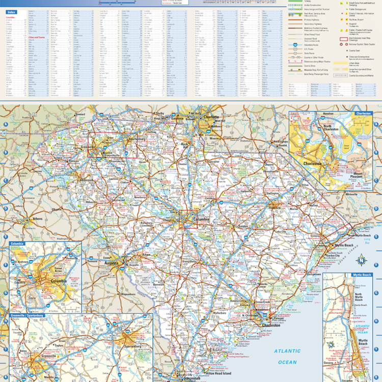 North Carolina State Wall Map by Globe Turner - Mapping Specialists Limited