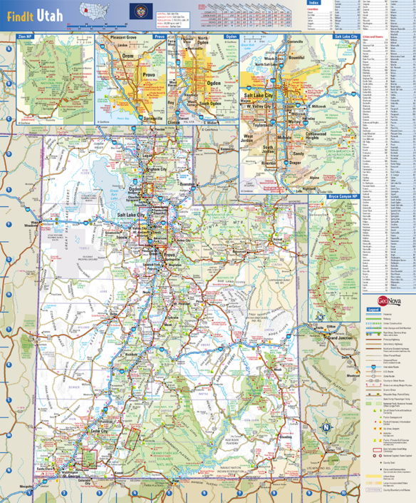 Utah State Wall Map by Globe Turner - Mapping Specialists Limited
