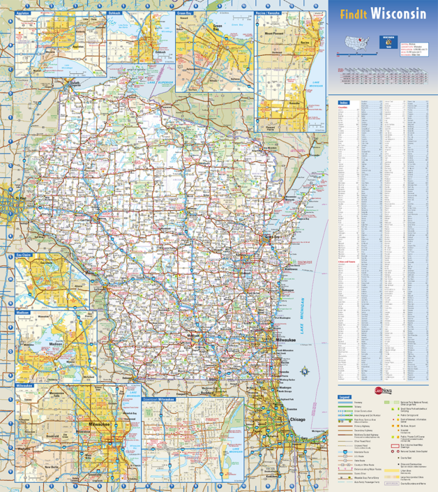 Wisconsin State Wall Map by Globe Turner - Mapping Specialists Limited