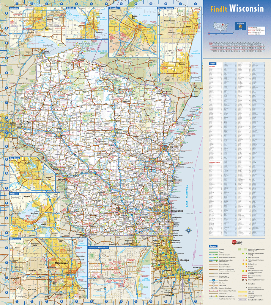 Wisconsin State Wall Map by Globe Turner - Mapping Specialists Limited