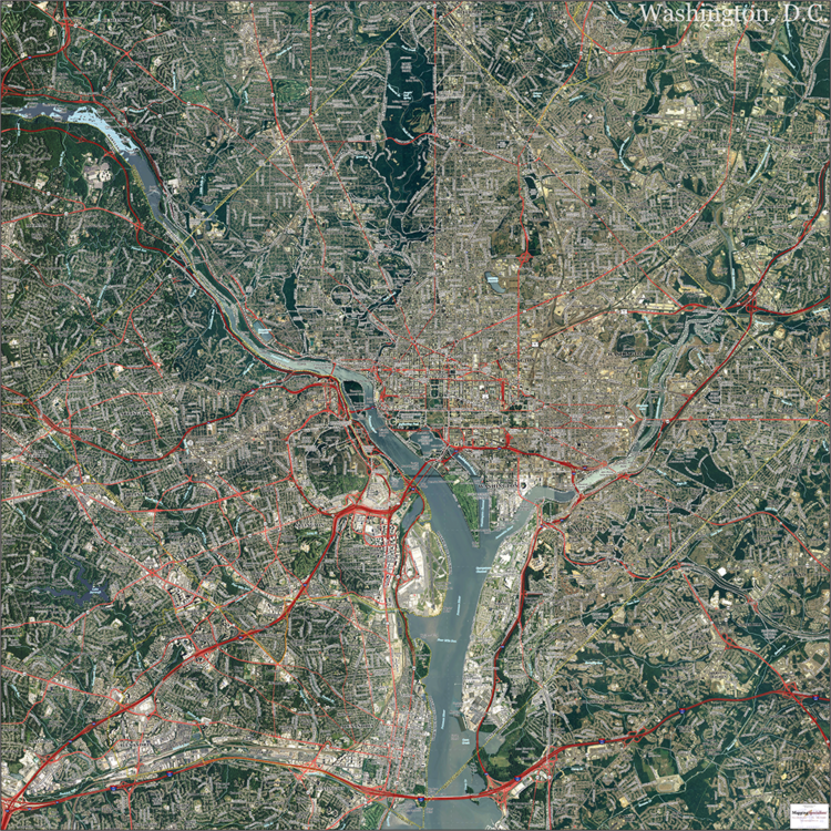Washington, D.C. Topo Map with Aerial Photography - Mapping Specialists ...