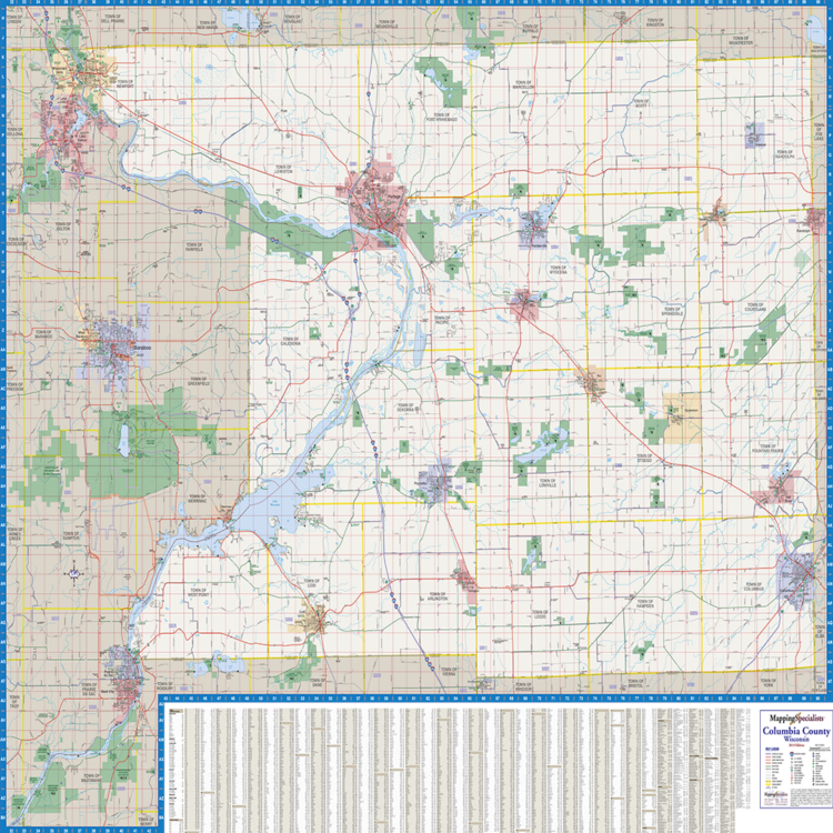 Dane County Wall Map - Mapping Specialists Limited